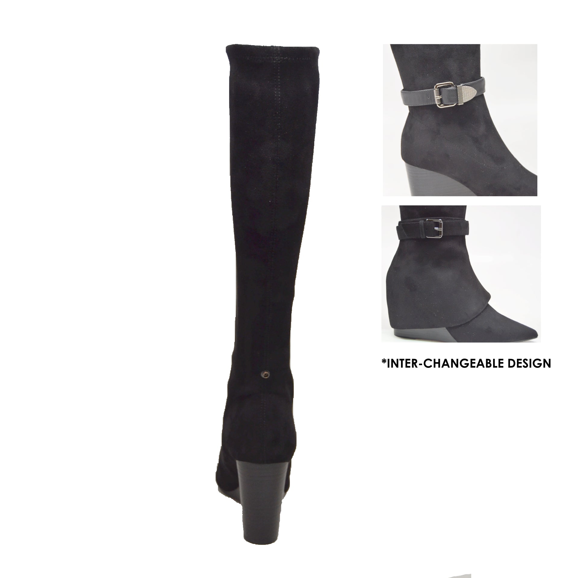 SoleiMani Tally Leather Narrow Calf Wedge Dress Boots – Slim Calf Boots